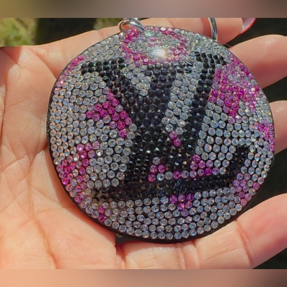 Accessories | Pink Rhinestone Lv Bag Charm Keychain | Poshmark